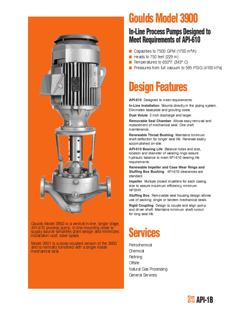 Goulds Model 3900: In-Line Process Pumps Designed To Meet Requirements ...