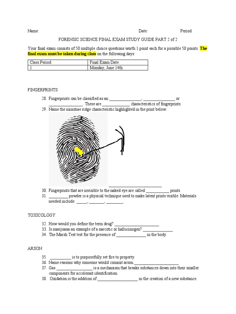 Forensic Science Study Guide Part 2+ | PDF | Fingerprint | Glasses