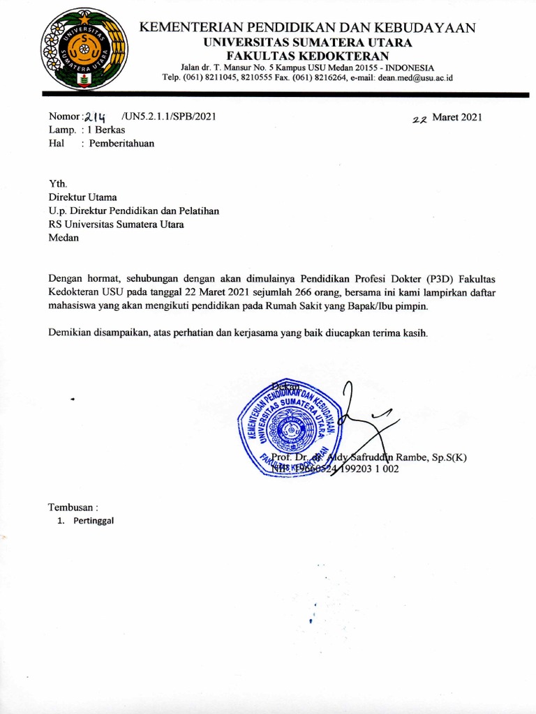 214 SPB 2021 P3D Surat Pemberitahuan Mahasiswa P3D Periode Maret | PDF