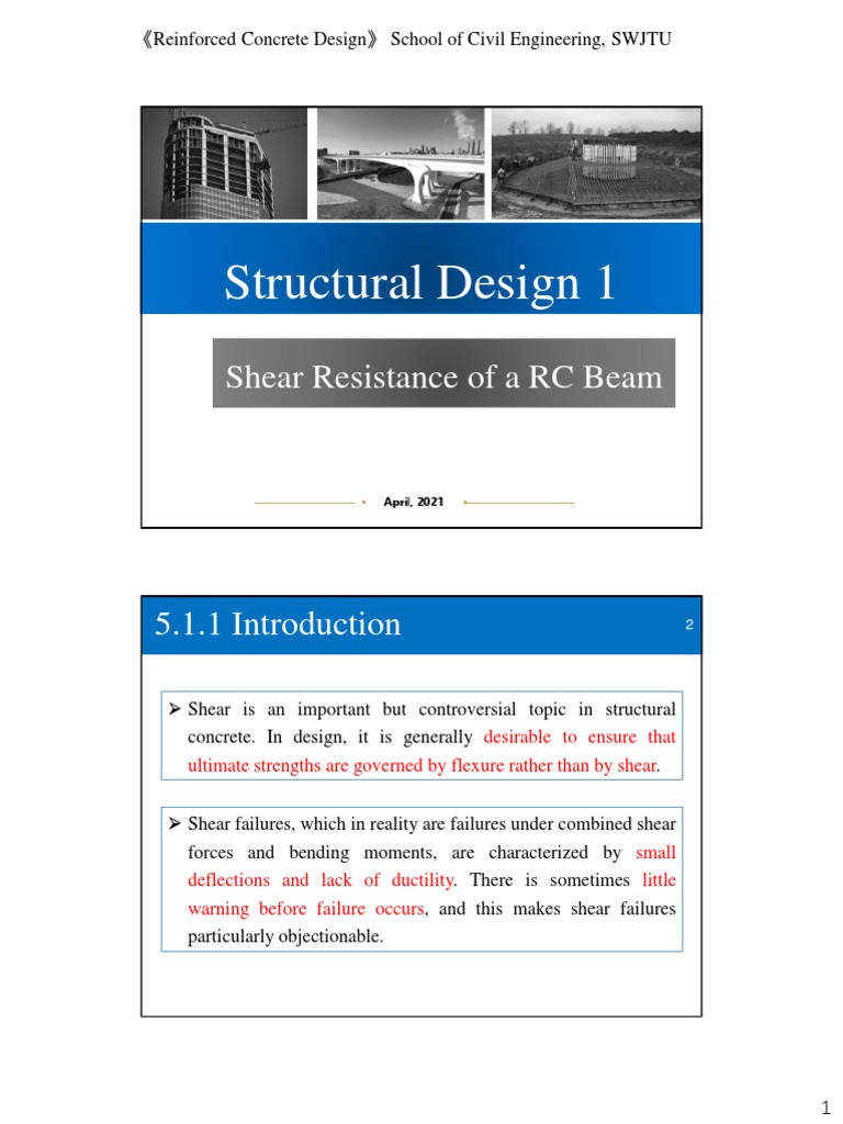 Chapter5 - Shear Resistance of A RC Beam | PDF | Bending | Beam (Structure)