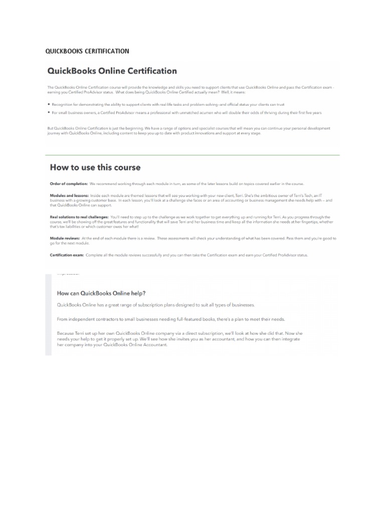 Quickbooks Certification Training (Module 1) | PDF | Quick Books ...
