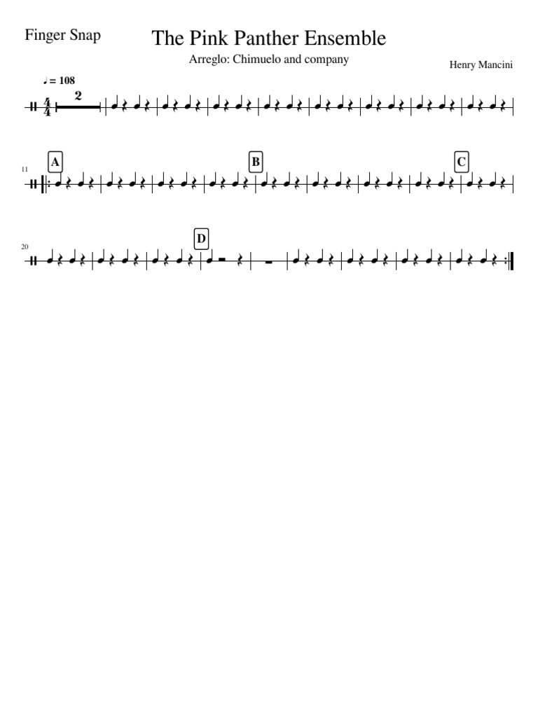 The Pink Panther Ensemble-Finger Snap | PDF