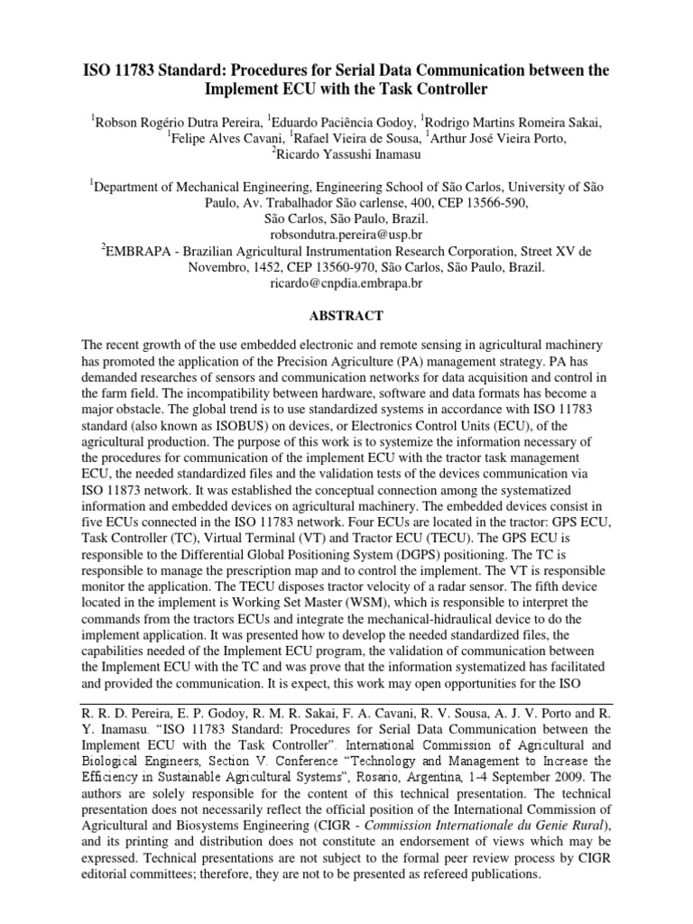 ISO 11783: ECU Communication Procedures | PDF | Computer Network | Xml
