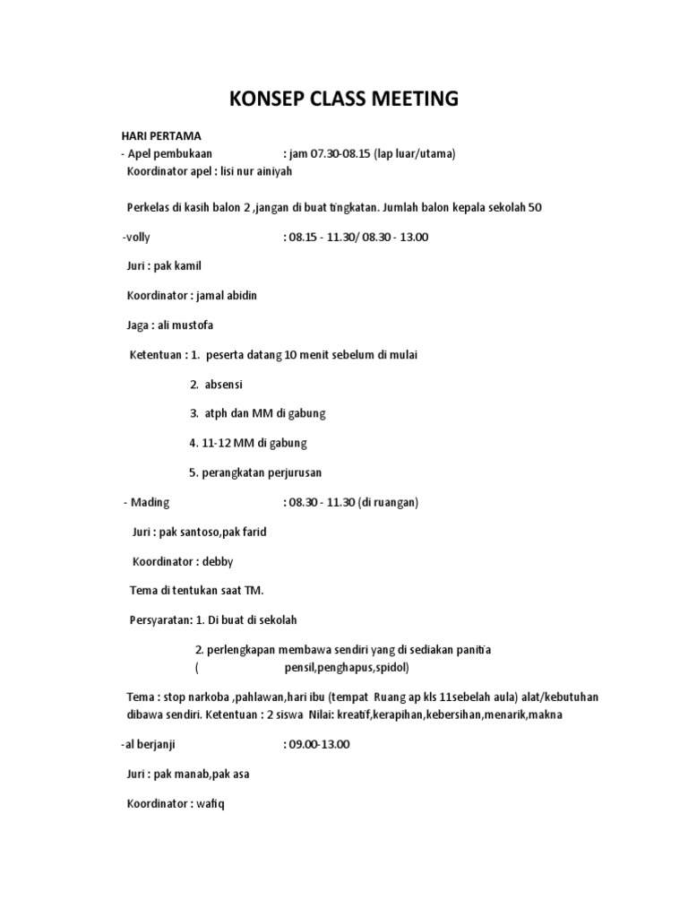 Konsep Class Meeting Pdf 