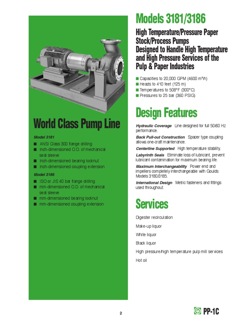 World Class Pump Line: Models 3181/3186 | PDF | Bearing (Mechanical) | Pump