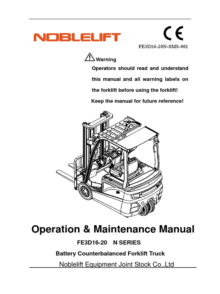 NOBLELift FE3D N Series Operating & Maintenance Manual | PDF | Brake | Valve