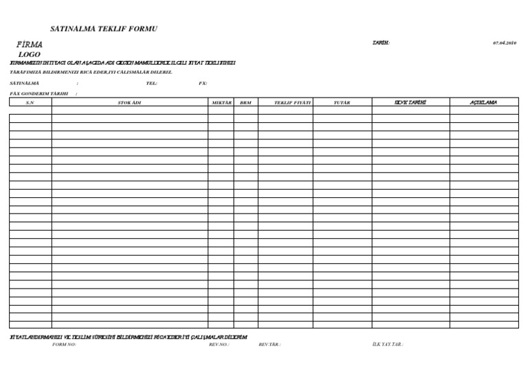Satinalma Teklif Formu | PDF