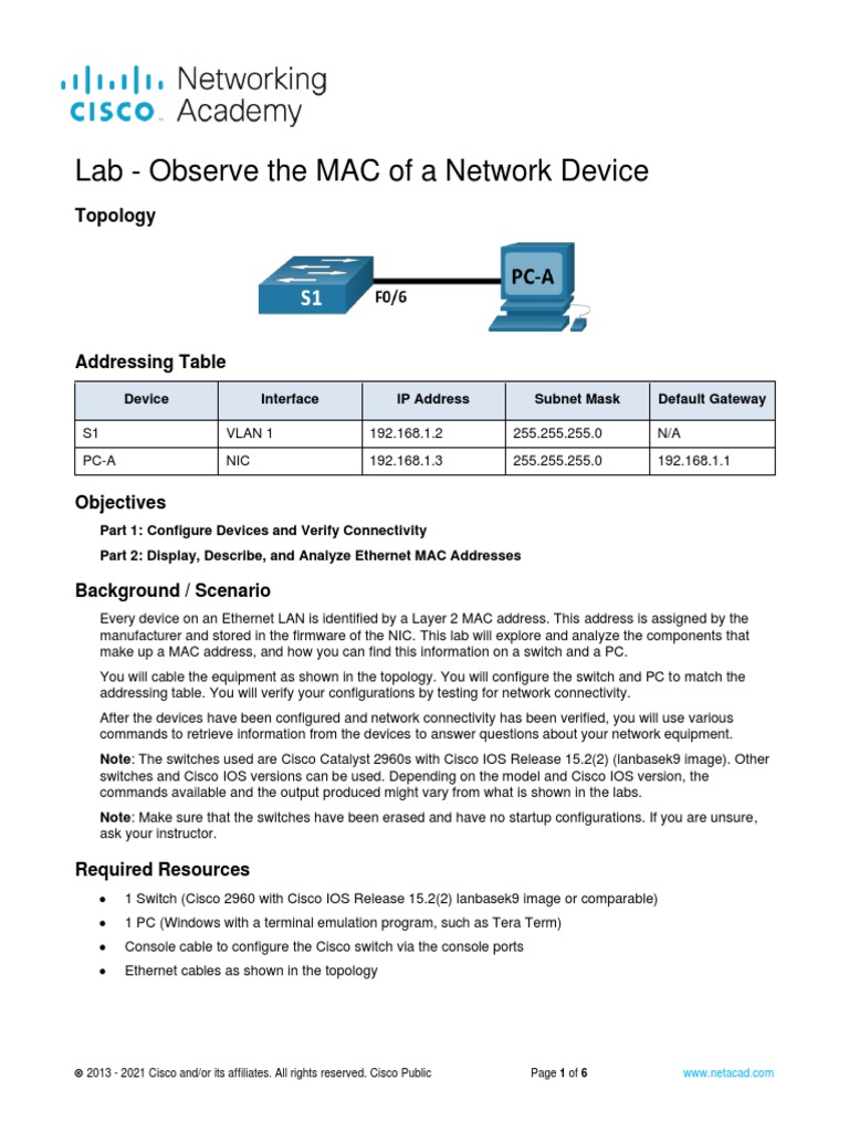 Sesión Práctica 04 - Observar La MAC de Un Dispositivo en Red | PDF ...