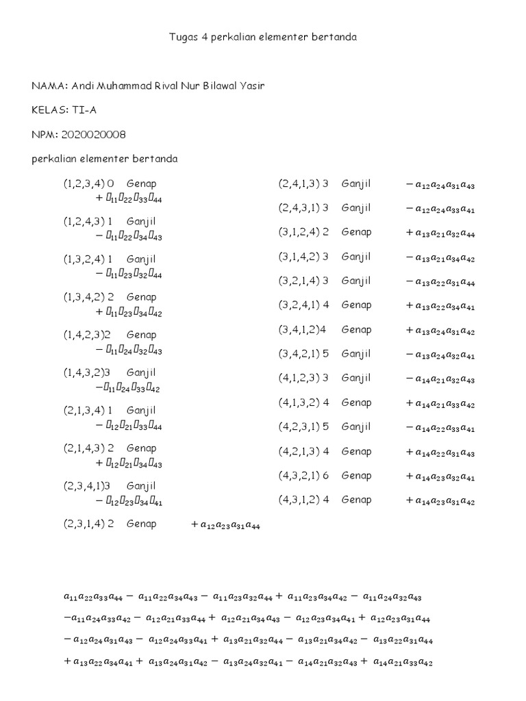 Tugas Perkalian Elementer TI-A | PDF