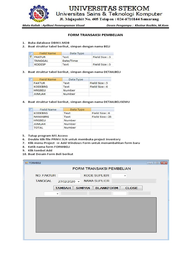 Panduan Form Transaksi Pembelian | PDF