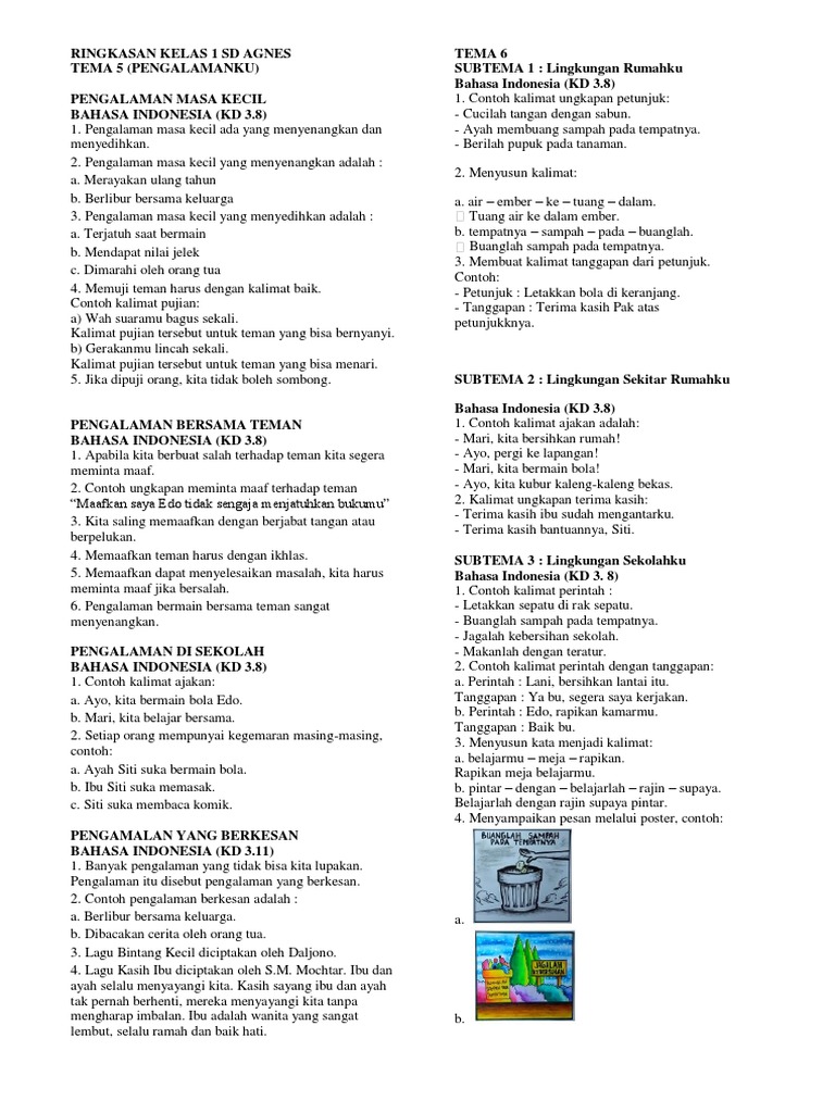 RINGKASAN KELAS 1 Bhs Indonesia | PDF