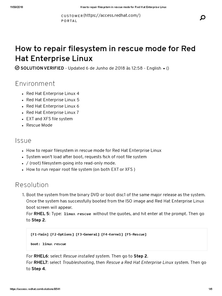 How To Repair Filesystem in Rescue Mode For Red Hat Enterprise Linux ...