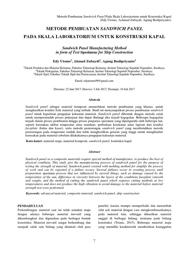 Metode Pembuatan Sandwich Panel Kapal | PDF | Sains & Matematika ...