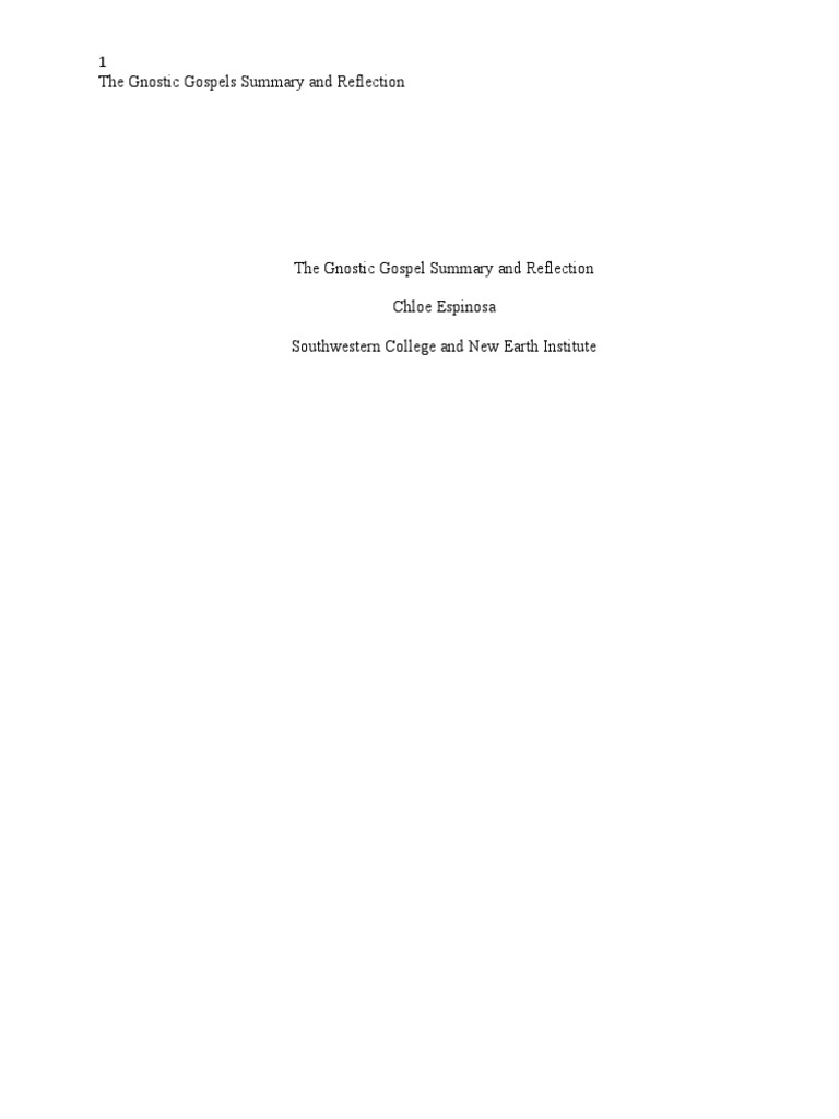 The Gnostic Gospels Summary | PDF | Gnosis | Gnosticism