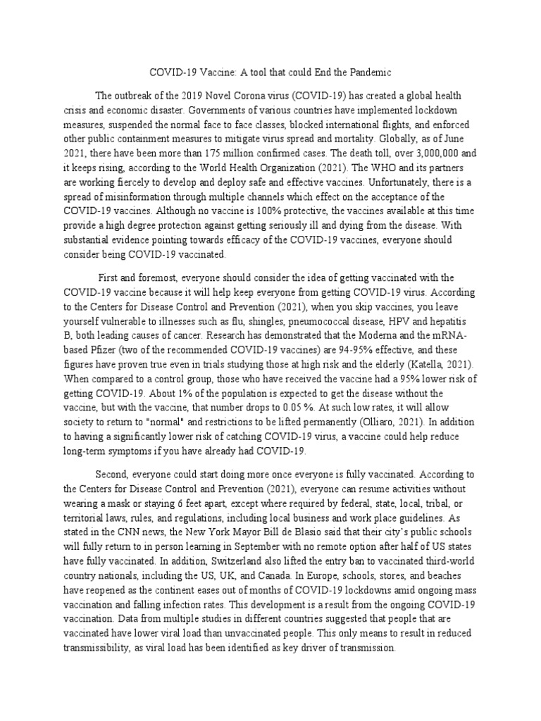 Argumentative Essay About Getting Covid-19 Vaccines | PDF | Vaccines ...