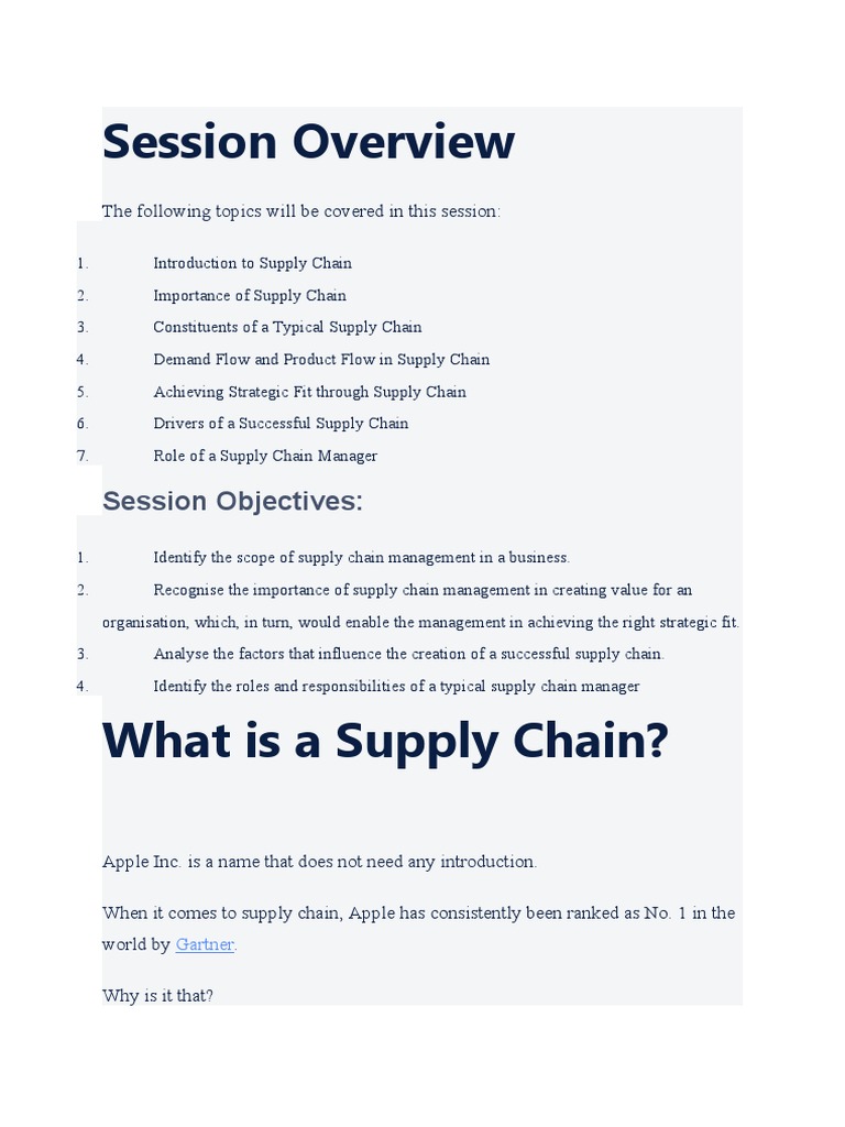 Session 1 - Getting Started With Operations & Supply Chain | PDF