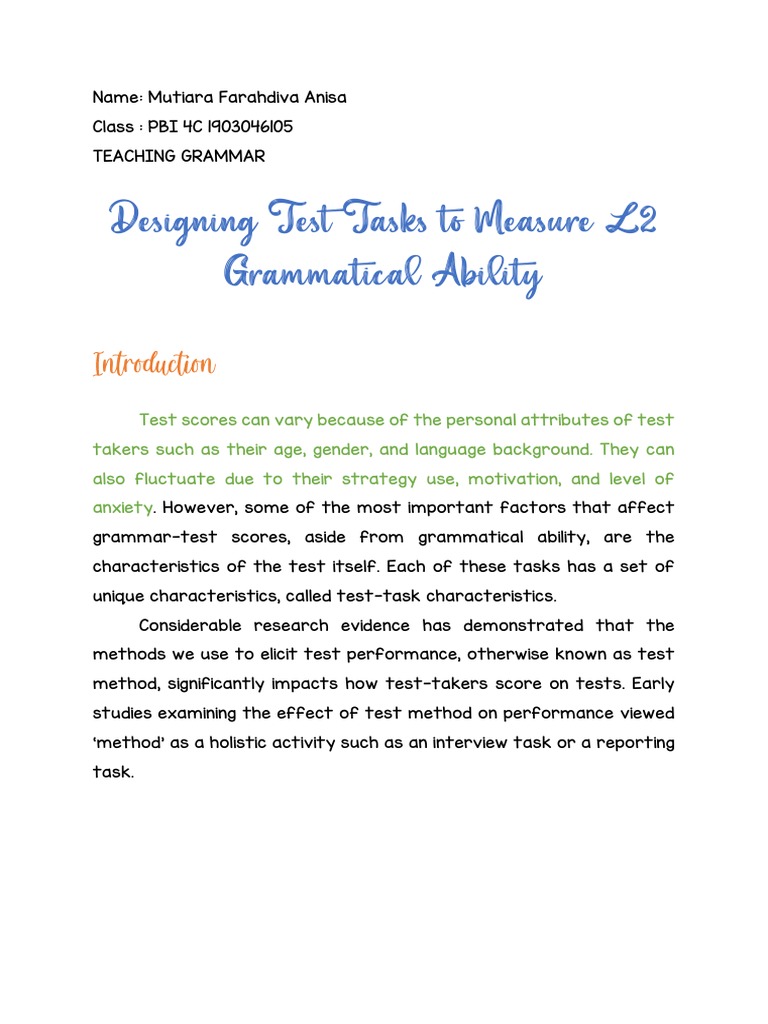 Summary CH 5-Teaching Grammar Mutiara 1903046105 | PDF | Second Language | Information