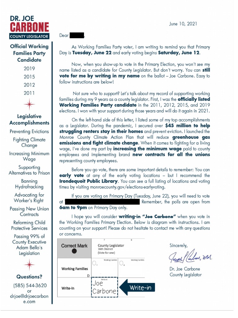 Carbone WFP Letter (209308) | PDF | Politics | Social Science