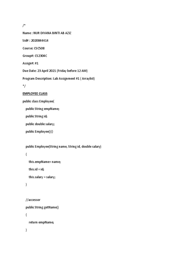 Assignment 1 Array List | PDF | Models Of Computation | Software Development