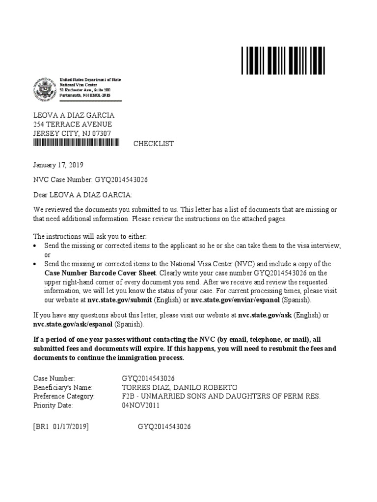 Gyq2014543026 - NVC Checklist | Download Free PDF | Government | Business