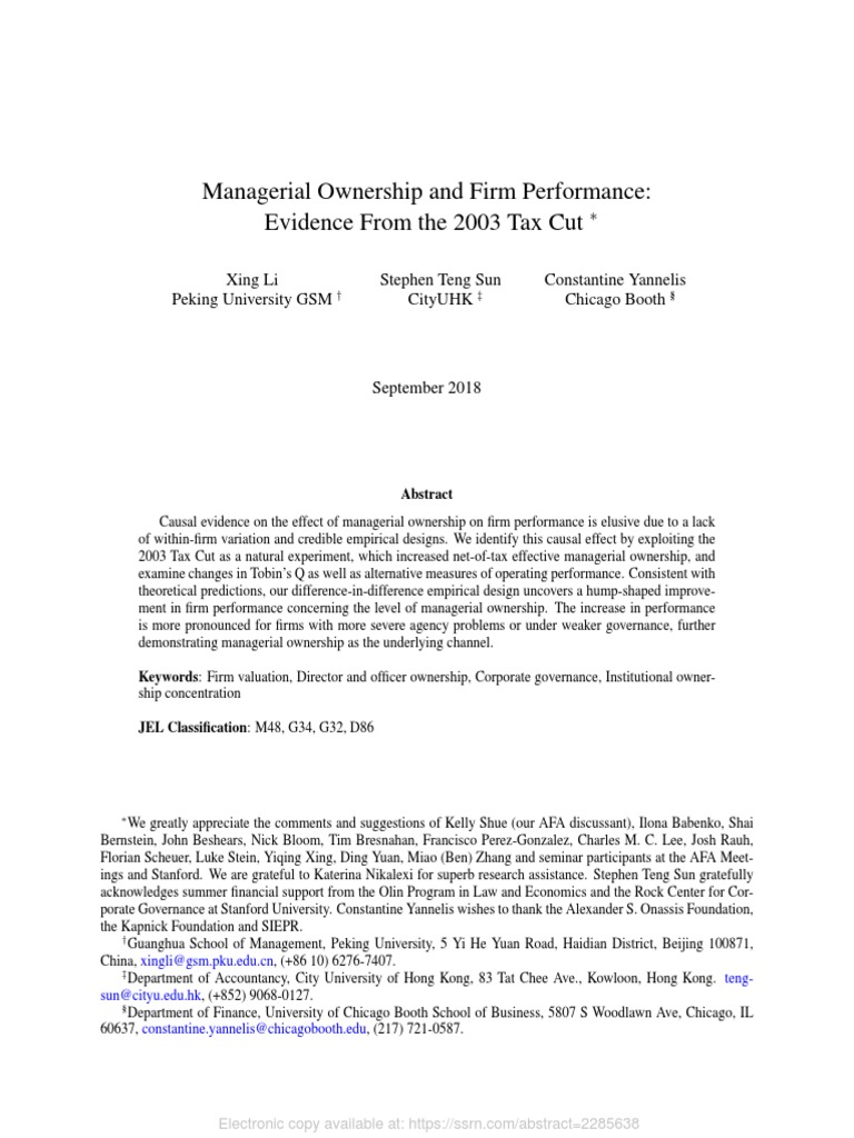 Managerial Ownership and Firm Performance 2 | PDF | Fixed Effects Model ...