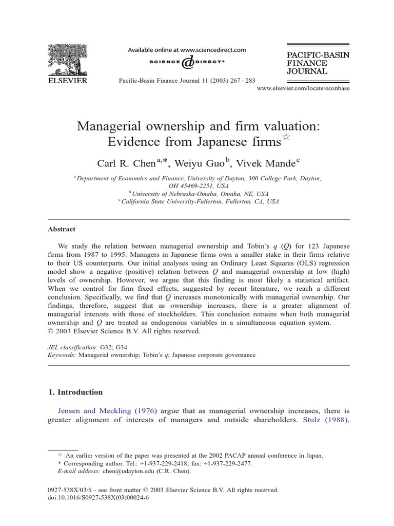 Managerial Ownership and Firm Performance | PDF | Fixed Effects Model | Coefficient Of Determination