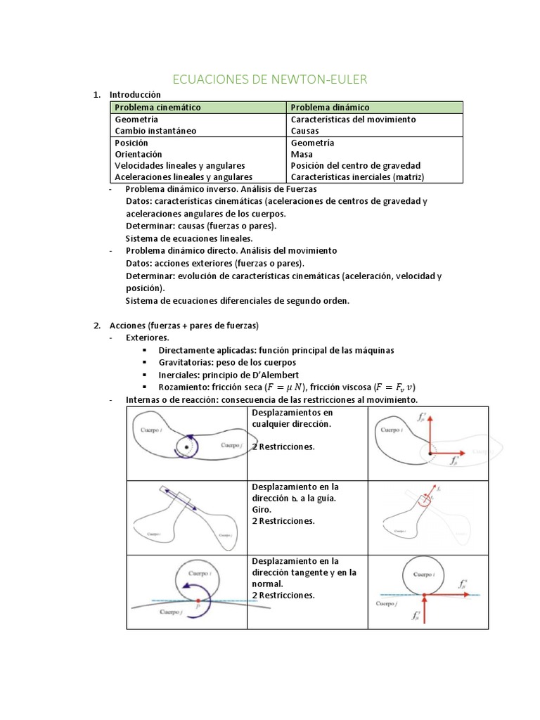 Dinámica Newton-Euler: Fuerzas y Movimiento | PDF | Fuerza | Cinemática