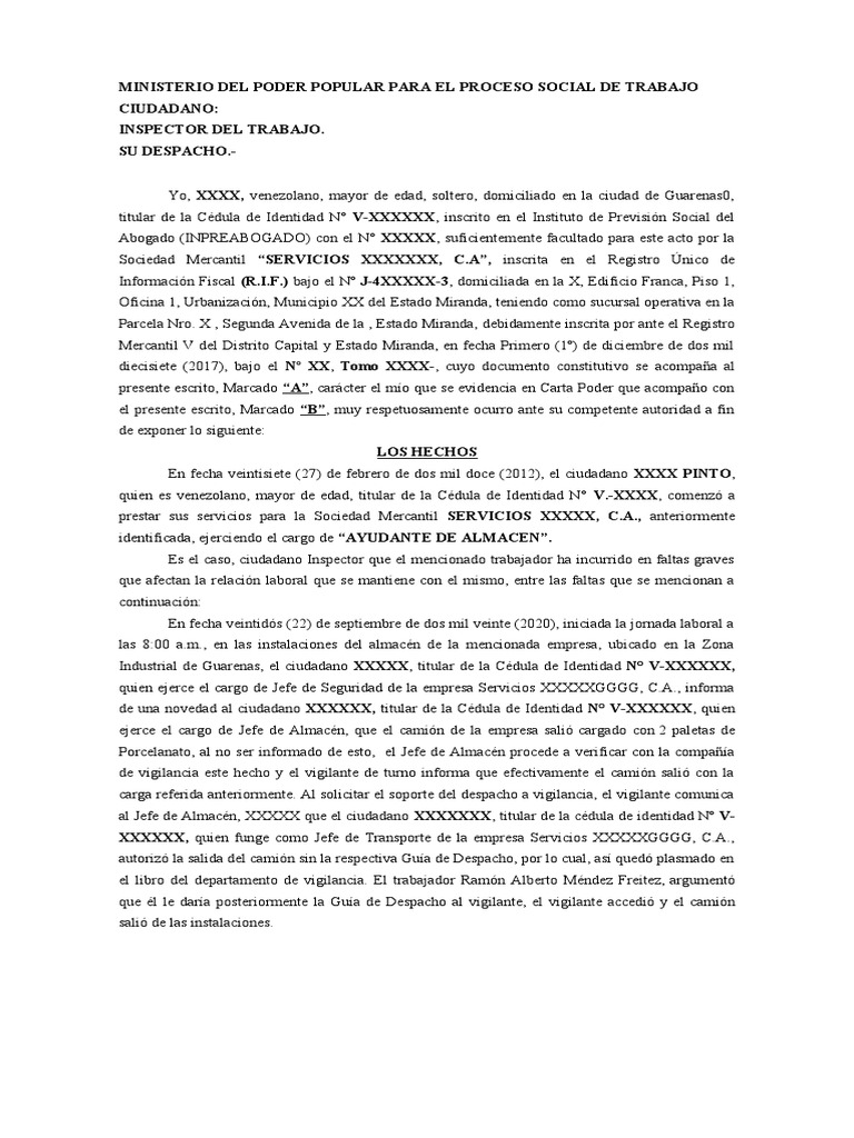Borrador de Calificacion de Despido | PDF | Violación | Derecho penal