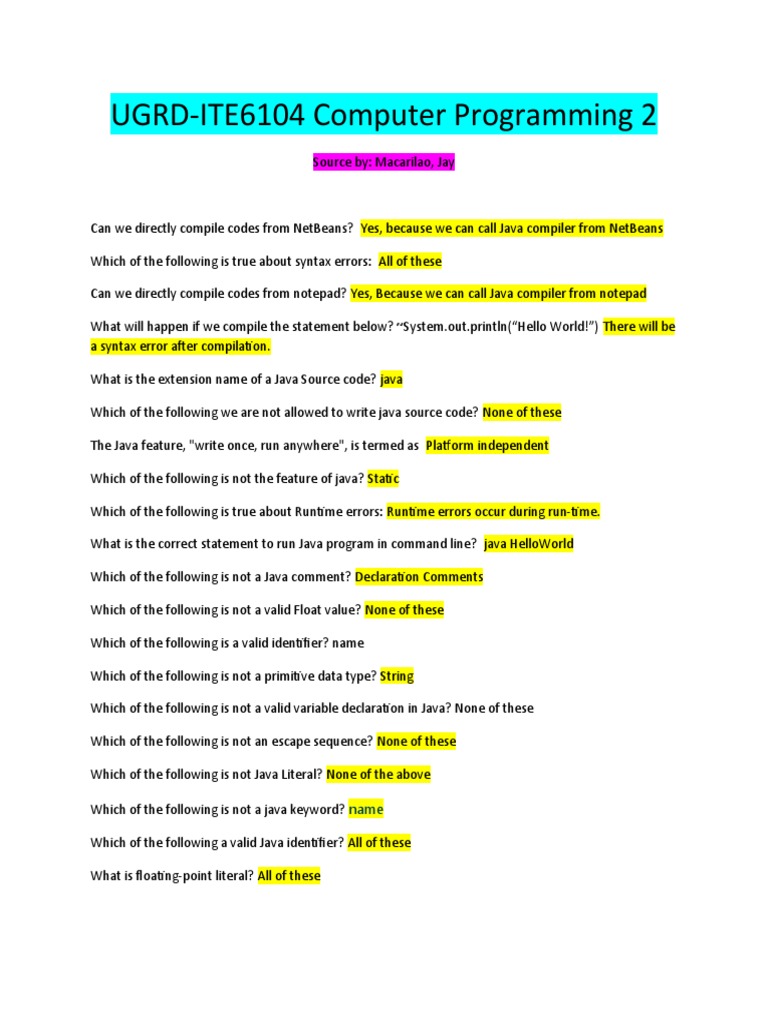 Ite6104-Comprog 2 | PDF | Method (Computer Programming) | Class (Computer Programming)