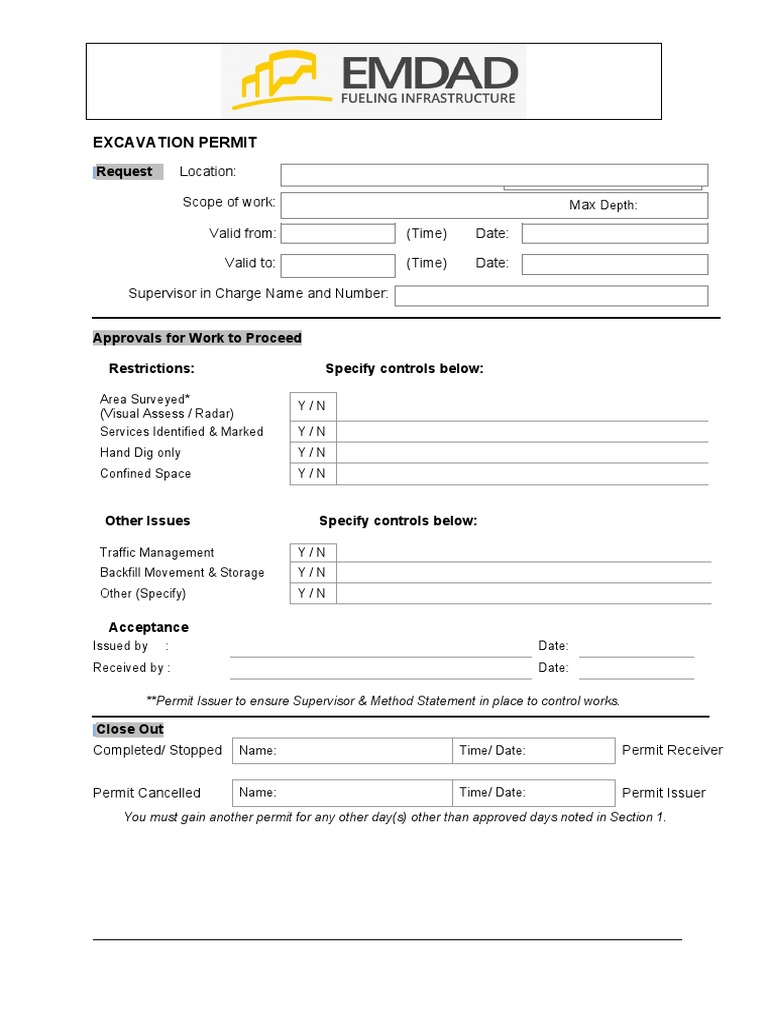Excavation Permit | PDF | Technology & Engineering