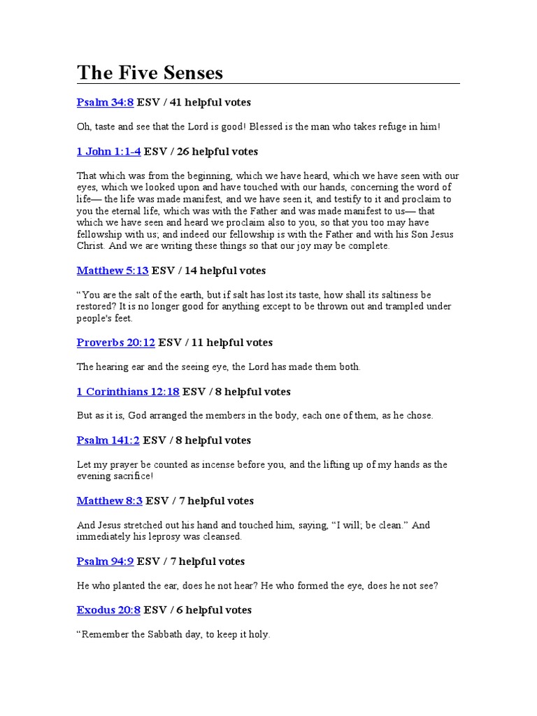 The Five Senses | PDF | Gospel Of Matthew | Senses