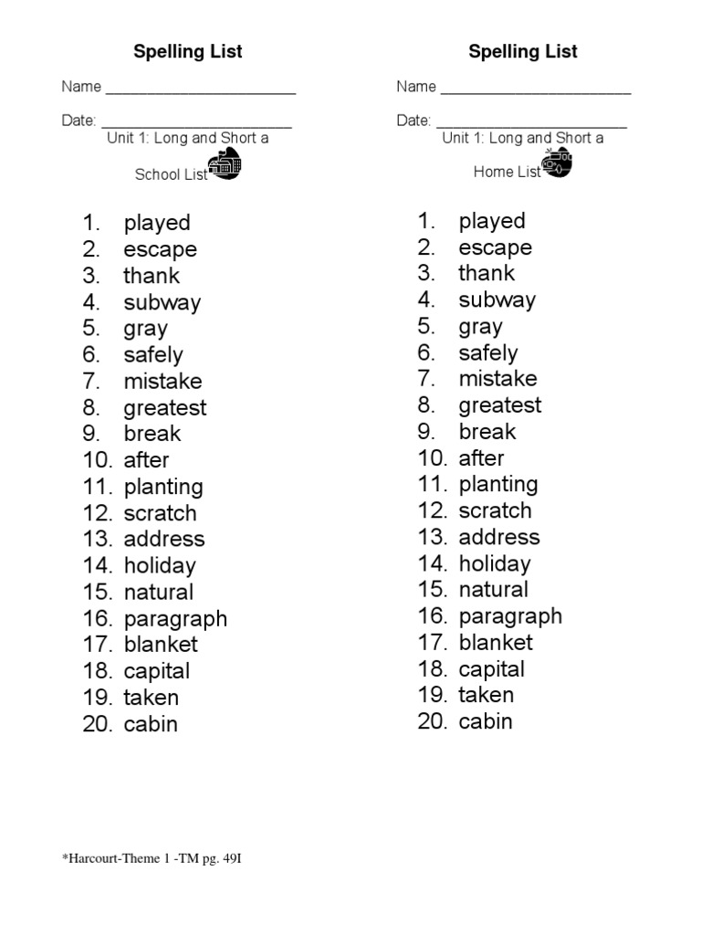 Spelling List All | PDF | Language Arts & Discipline