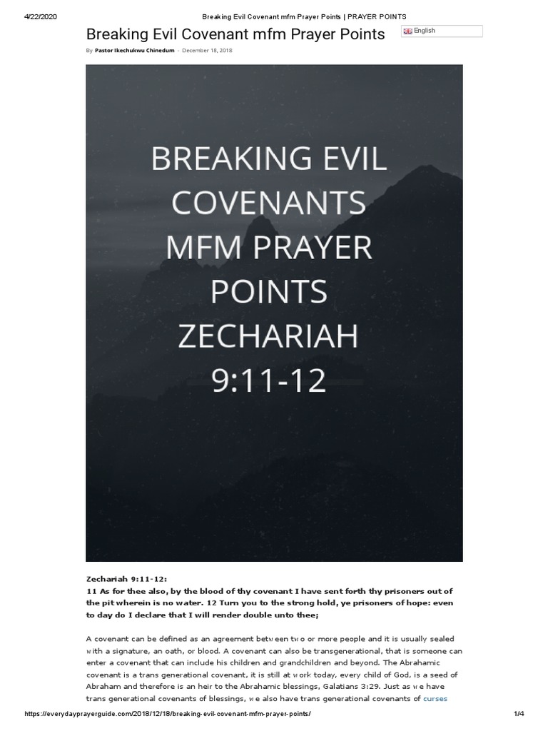 Breaking Evil Covenant MFM Prayer Points - PRAYER POINTS | PDF ...