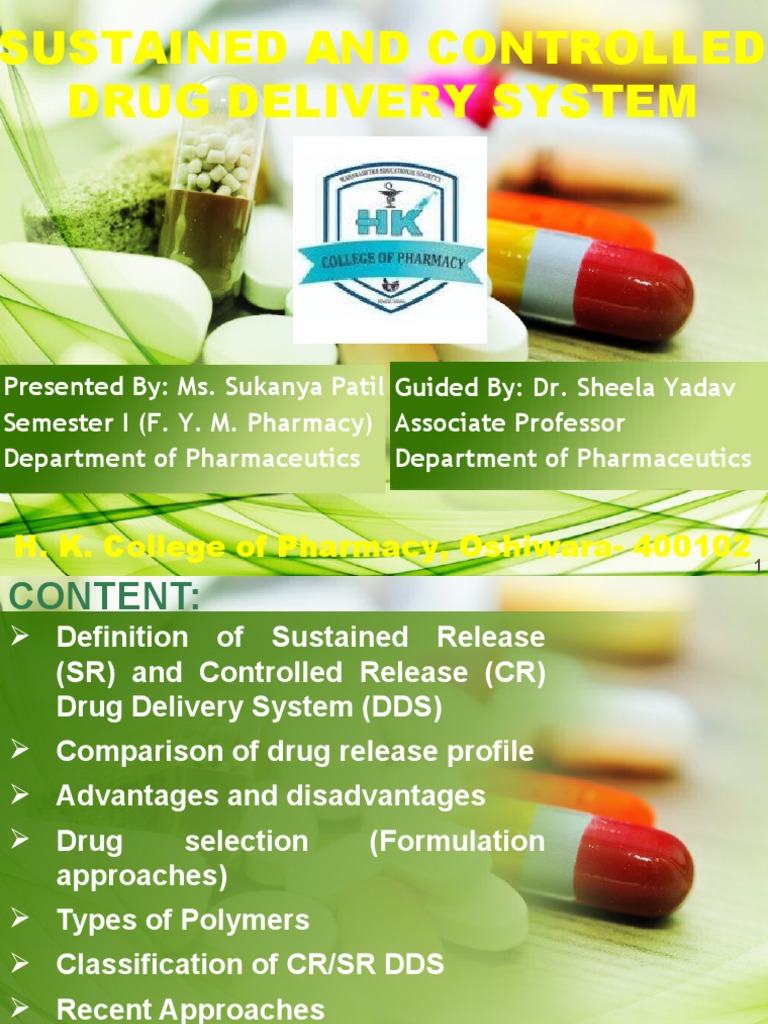 Sustained Controlled Release | PDF | Dose (Biochemistry) | Chemistry