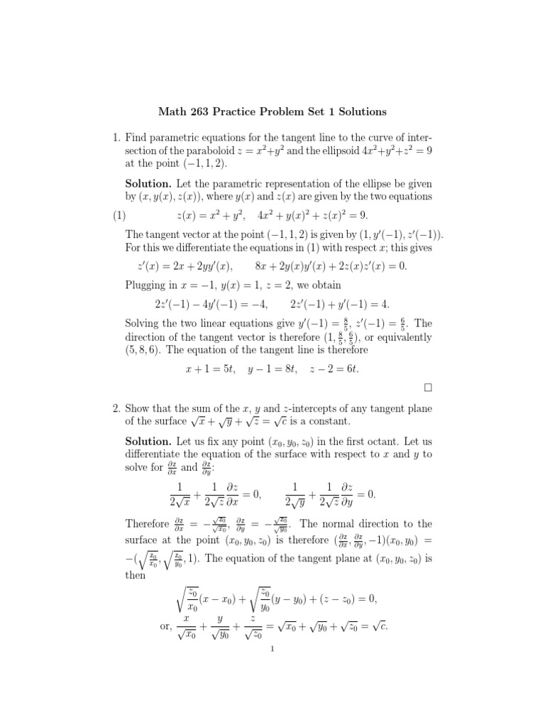 Problem Set1 Solution | PDF | Ellipse | Equations