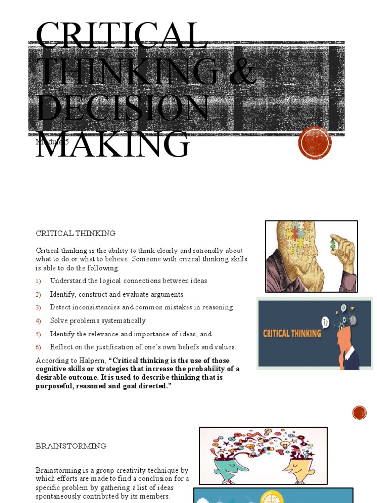 Critical Thinking & Decision Making | PDF | Brainstorming | Critical ...