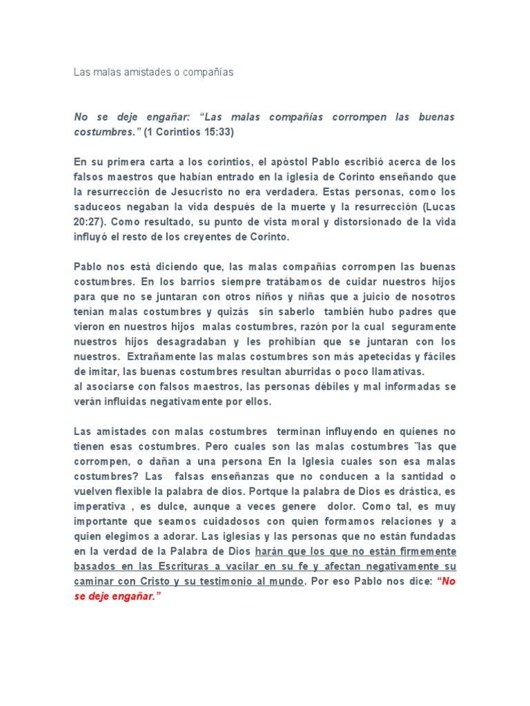 Las Malas Amistades O Compañías Descargar Gratis Pdf Comportamiento