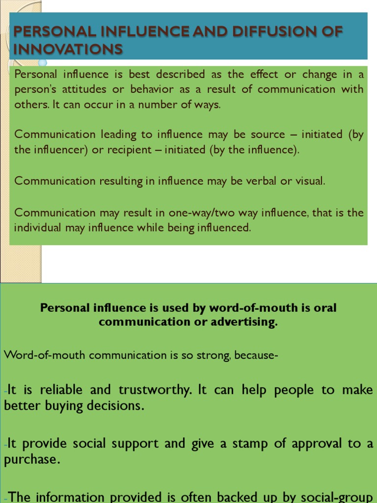 7 Personal Influence and Diffusion of Innovations | PDF | Marketing ...