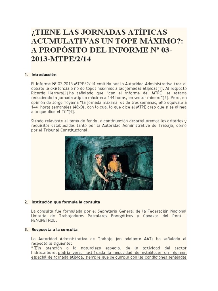 Tiene Las Jornadas Atípicas Acumulativas Un Tope Máximo - Caso Jerry | PDF | Tiempo de trabajo ...