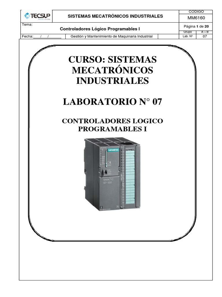 Lab 07 - Controladores Lógico Programables I | PDF | Controlador lógico ...