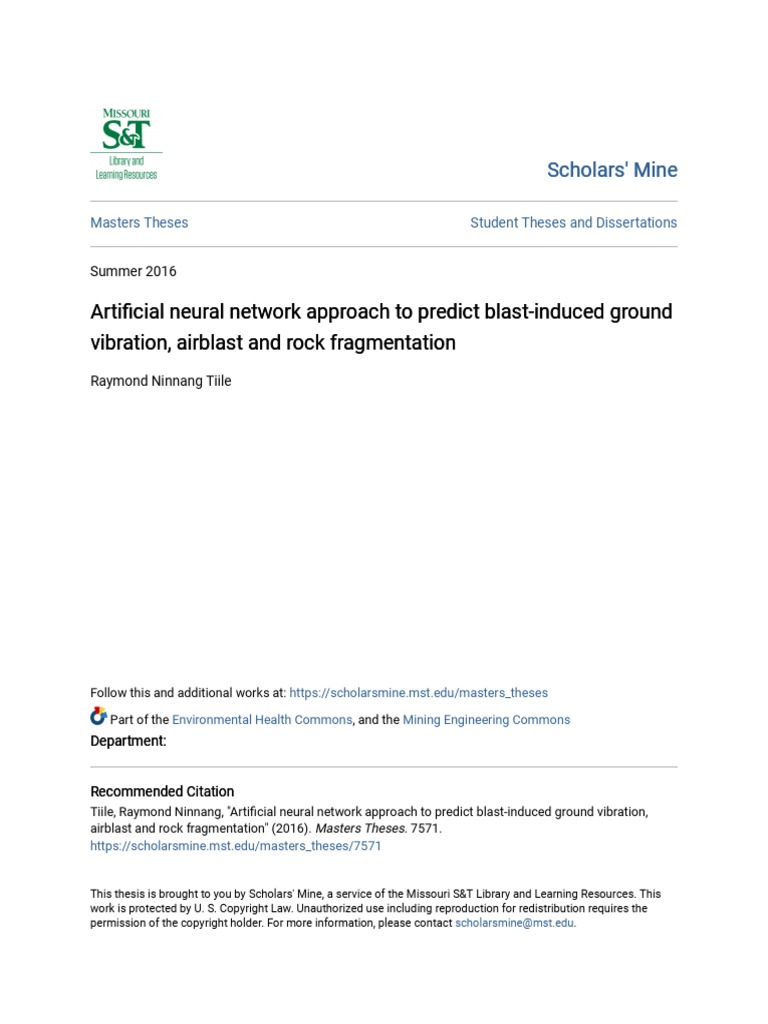 Artificial Neural Network Approach To Predict Blast Induced Groun Pdf