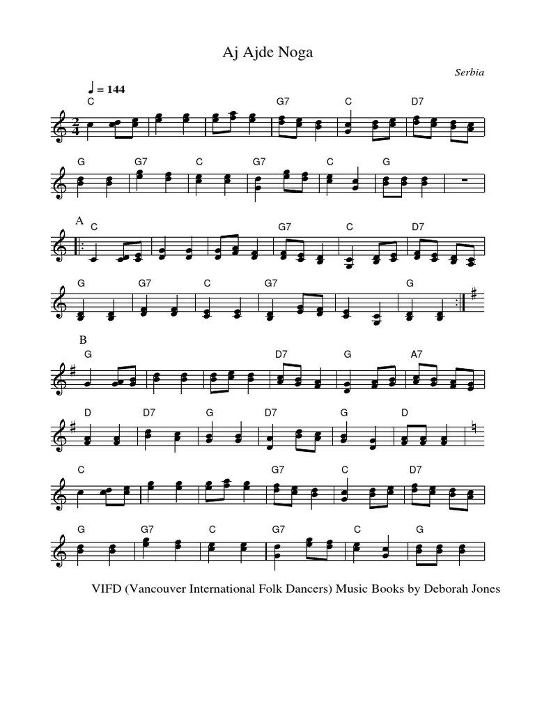 Aj Ajde Noga Sheet Music for Guitar | PDF