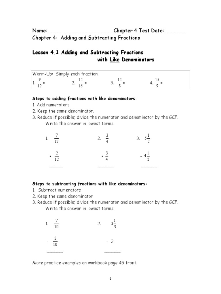 Adding and Subtracting Fractions: A Step-by-Step Guide Through Examples ...