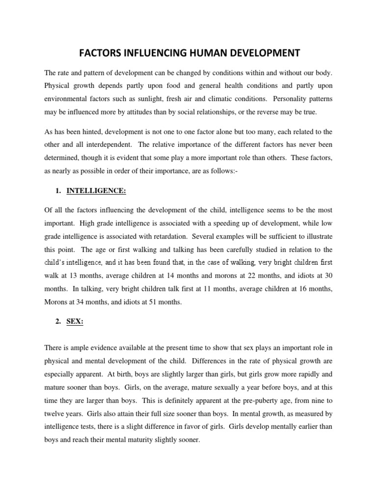 Factors Influencing Human Development | PDF | Child Development ...