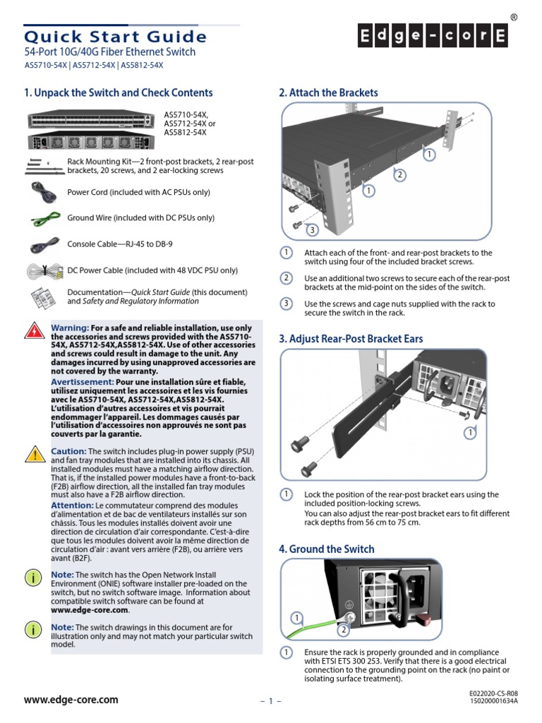 Quick Start Guide: 1. Unpack The Switch and Check Contents 2. Attach ...