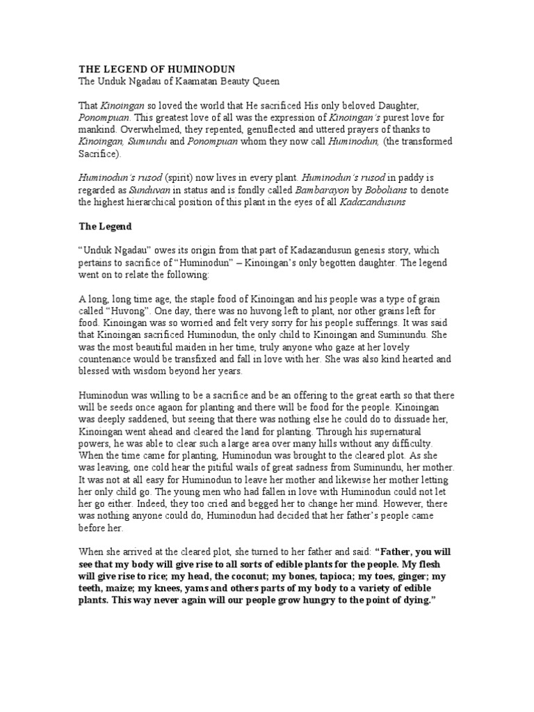 Huminodun: The Sacred Sacrifice Legend | PDF | Rice