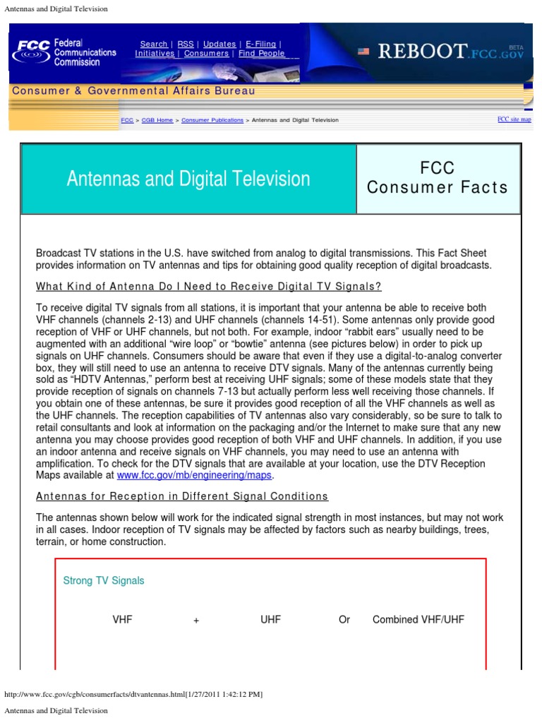 Digital TV Antenna Guide by FCC | PDF | Digital Television | Set Top Box
