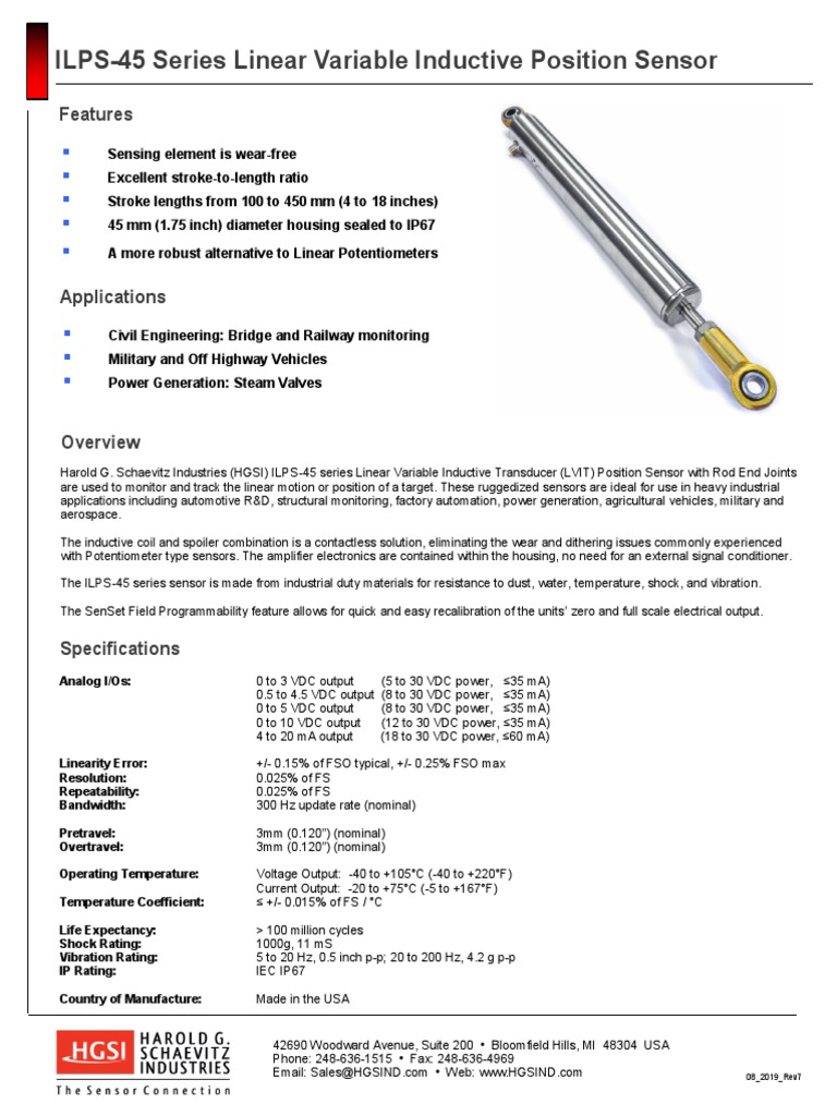 ILPS-45 Inductive Linear Position Sensor - Data Sheet - Rev7 | PDF ...