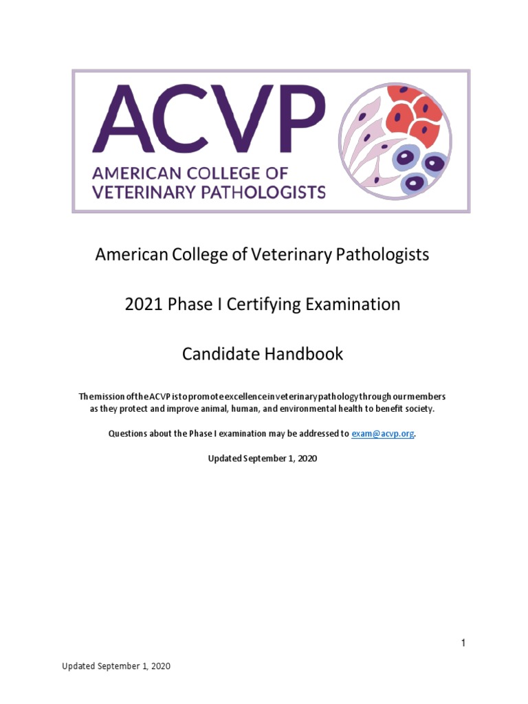 ACVP Phase I Handbook 2021 | PDF | Pathology | Test (Assessment)