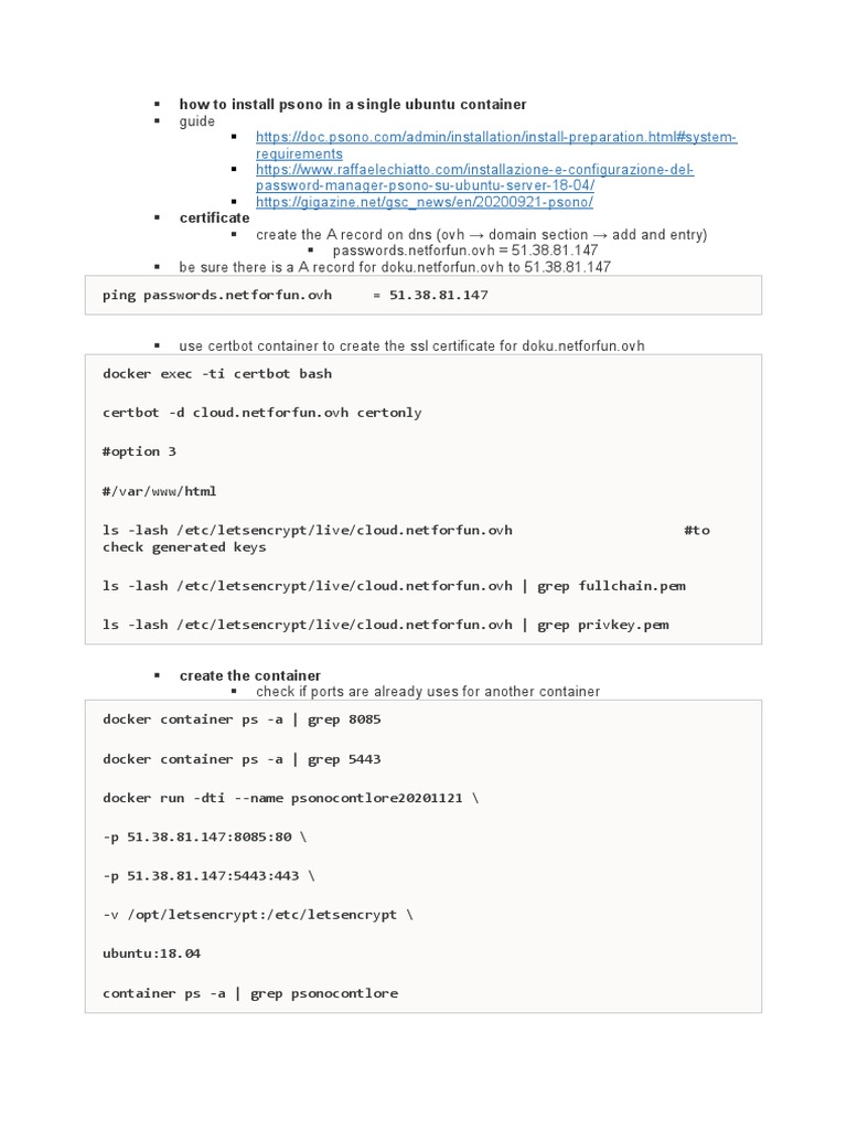 How To Install Psono in A Single Ubuntu Container | PDF | Proxy Server | Computer Science